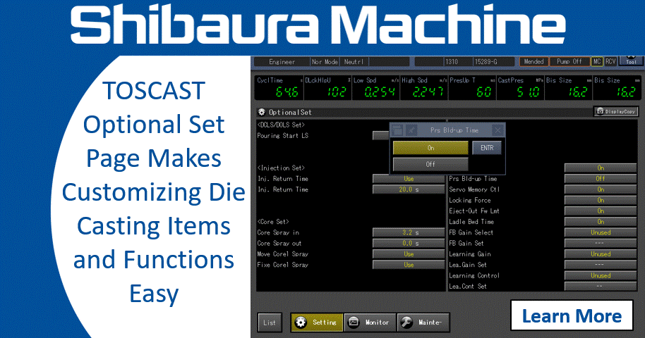 TOSCAST Optional Set Page Makes Customizing Die Casting Items and ...